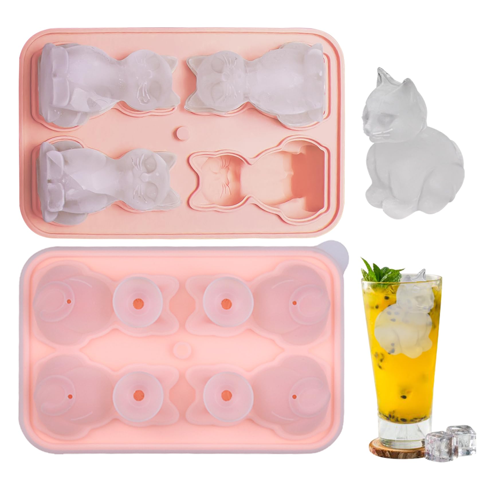 Amazon.com: Cat Ice Cube Tray Silicone Large Ice Cube Mold, Fun Shapes ...