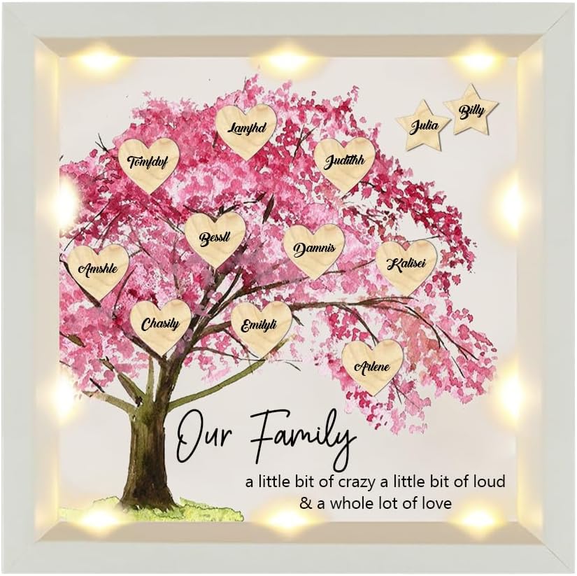 Amazon.com - Personalized Name Family Tree Shadow Box with Lights ...