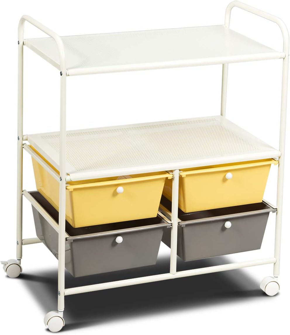 Amazon.com: Giantex Rolling Storage Cart w/ 4 Drawers 2 Shelves Metal ...