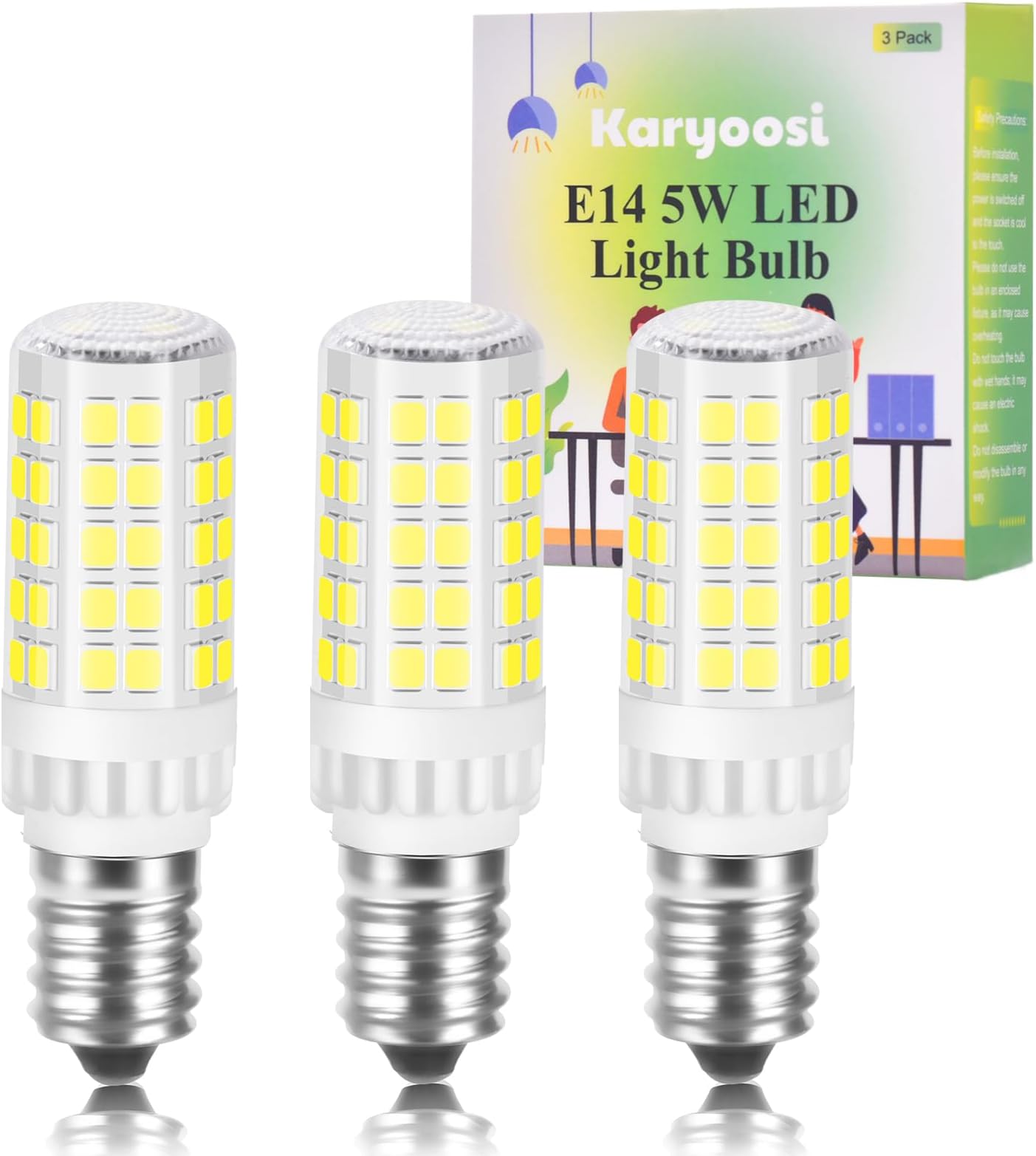 Karyoosi 3 Pack E14 LED Light Bulb, E14 LED Bulb 5W, 50W Halogen ...
