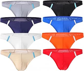 qudang Lot de 8 slips en soie glacée pour homme - Mini slips respirants ...