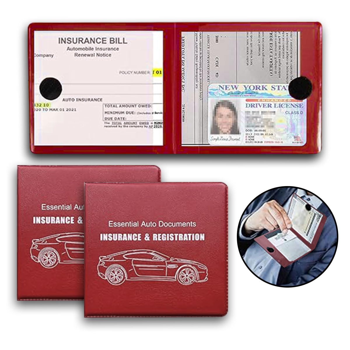 Amazon.com: JOYCOURT 2Pack Car Registration and Insurance Card Holder ...