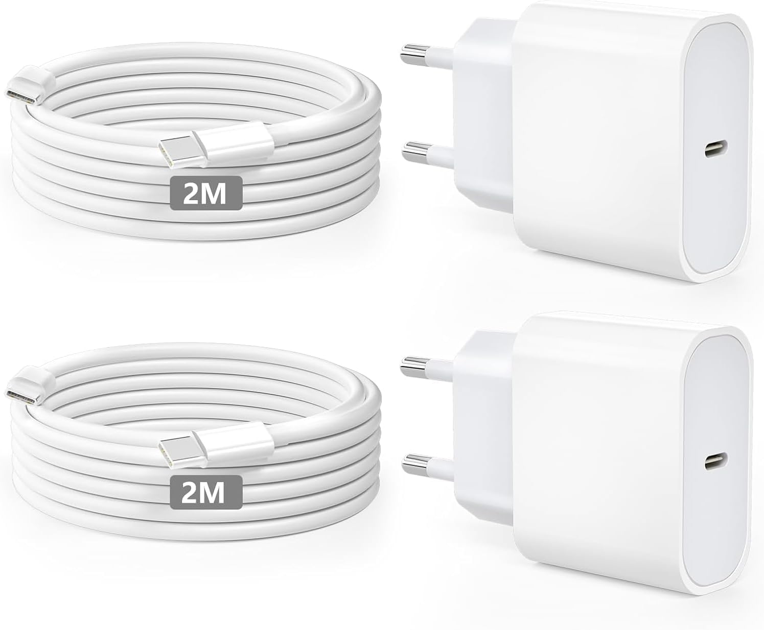 Lot de 2 pour Chargeur Rapide iPhone, 25W PD USB-C Prise Secteur avec ...