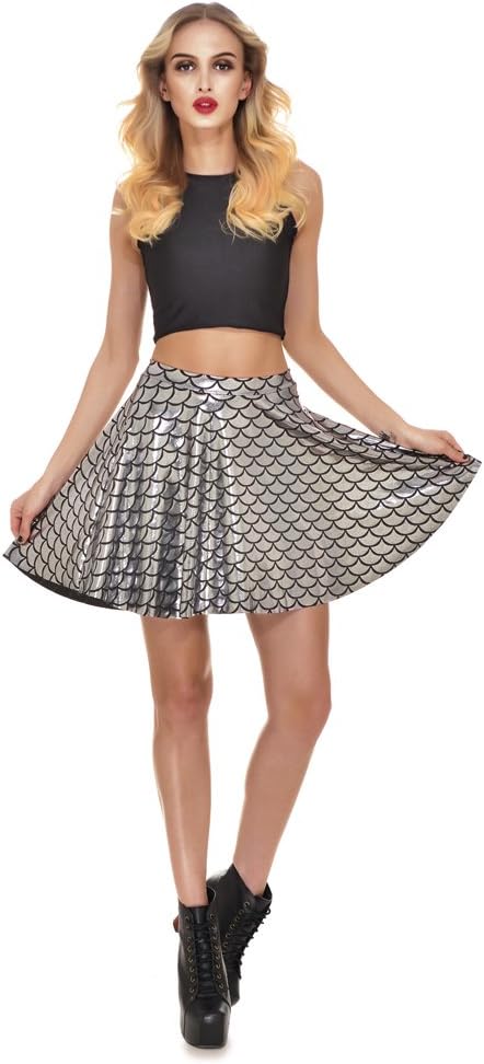 Amazon.com: Lesubuy Silver Fish Scales Christmas Party Cute Skirt Shiny ...
