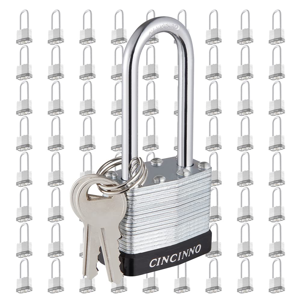 Locks with Keys，CINCINNO Heavy Duty Laminated Steel Padlock with Key, 2 ...