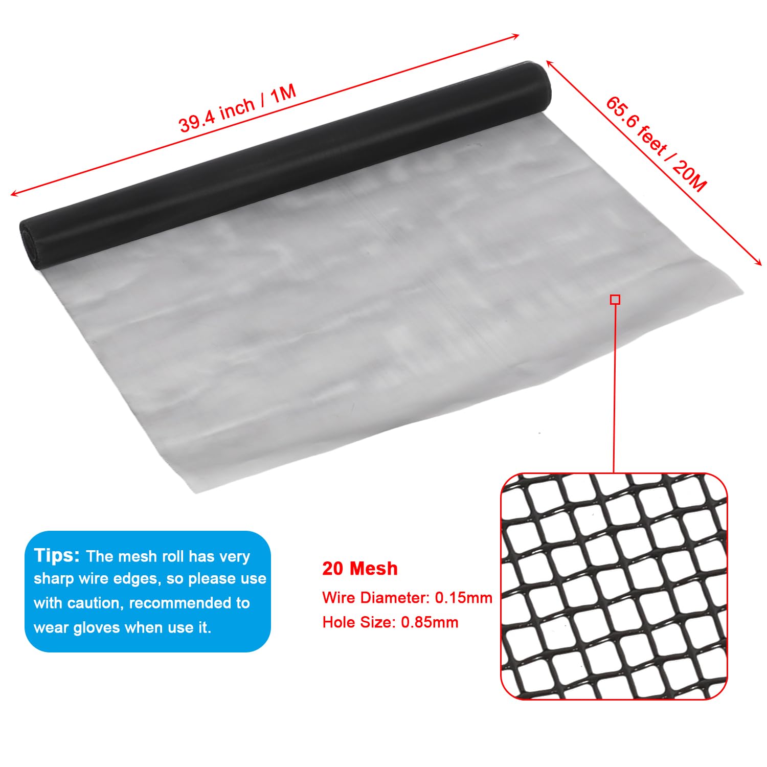 Snapklik.com : 304 Stainless Steel Mesh Black Window Screen Roll 39IN X ...