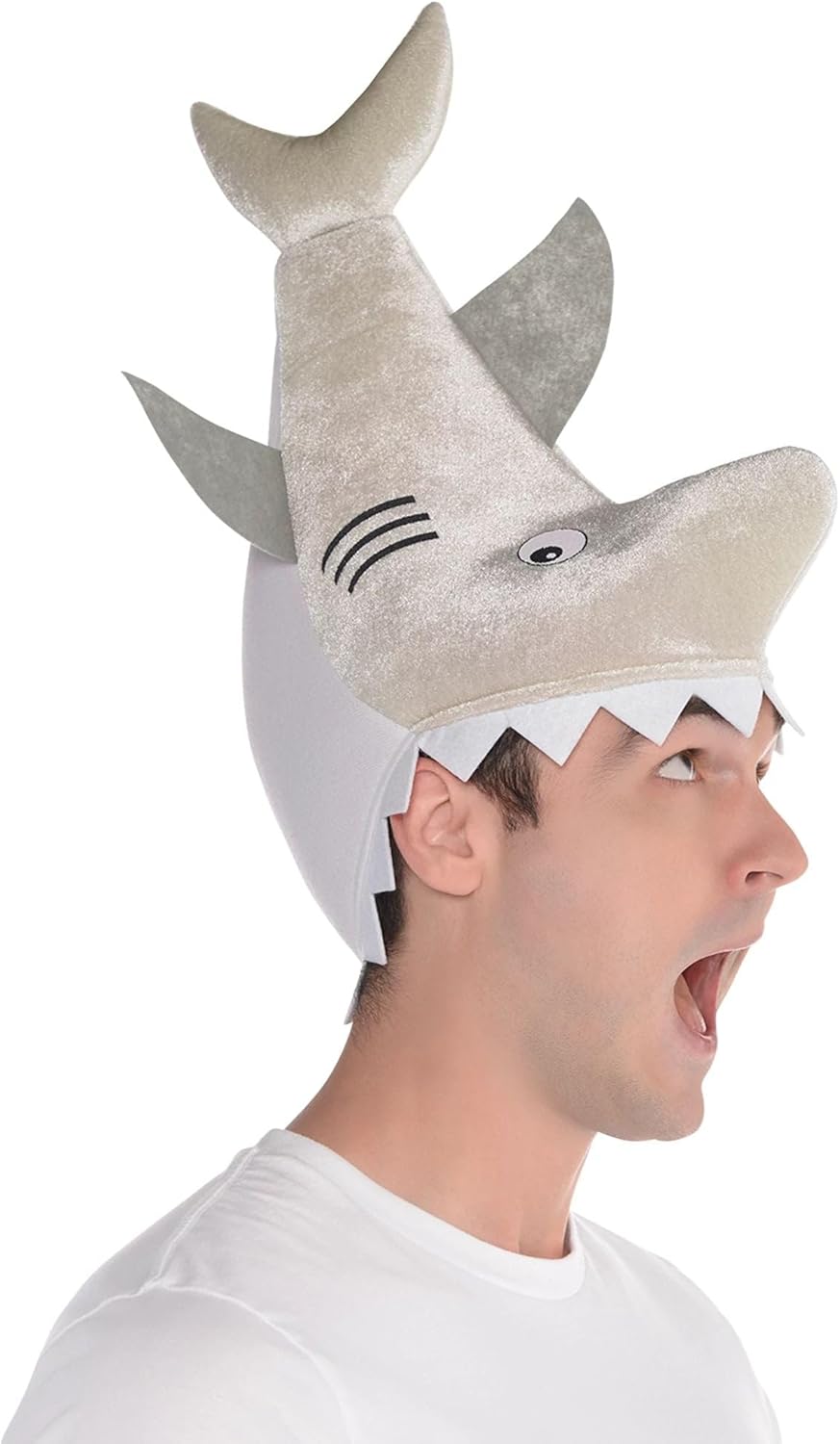 Amazon.com: Cozy & Vibrant Plush Gray Shark Hat - Pack of 1 - Perfect ...