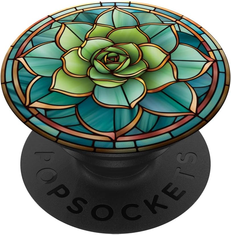 Amazon.com: Beautiful Stained Glass Succulent Plant Lover Aesthetic PopSockets Adhesive PopGrip ...