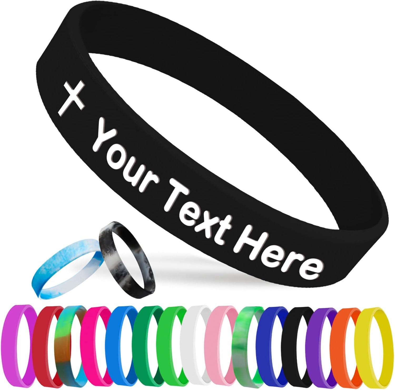 Custom Rubber Bracelets with Text Logo Personalized Silicone Wristbands ...