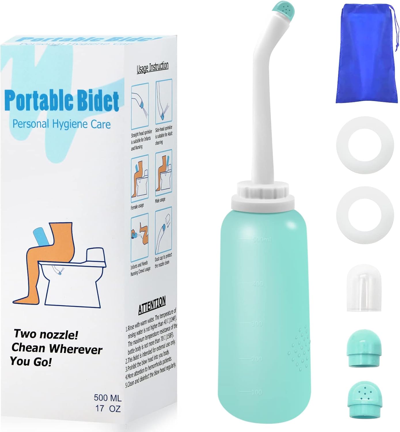 Amazon.com: RUFCRIL Peri Bottle, Portable Travel Bidet with Carry Bag ...