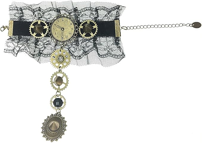 Amazon.com: MEiySH Gothic Lolita Retro Steampunk Gear Lace Slave ...