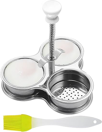 Amazon.com: 3 Cups Stainless Steel Egg Poacher, Poached Egg Cooker ...