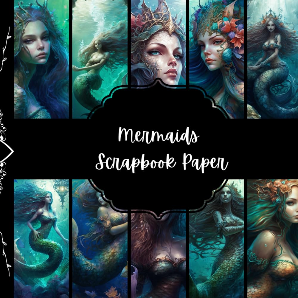 Mermaids Scrapbook Paper, Fantasy Sea Junk Journal Paper, Mythical ...