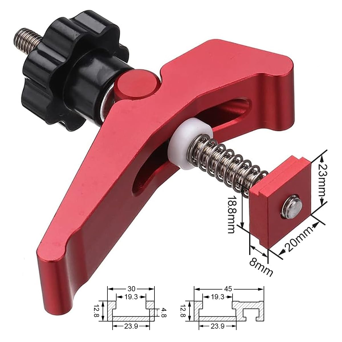 Snapklik.com : 2 Pack T Track Hold Down Clamps Woodworking T Slot Clamp ...