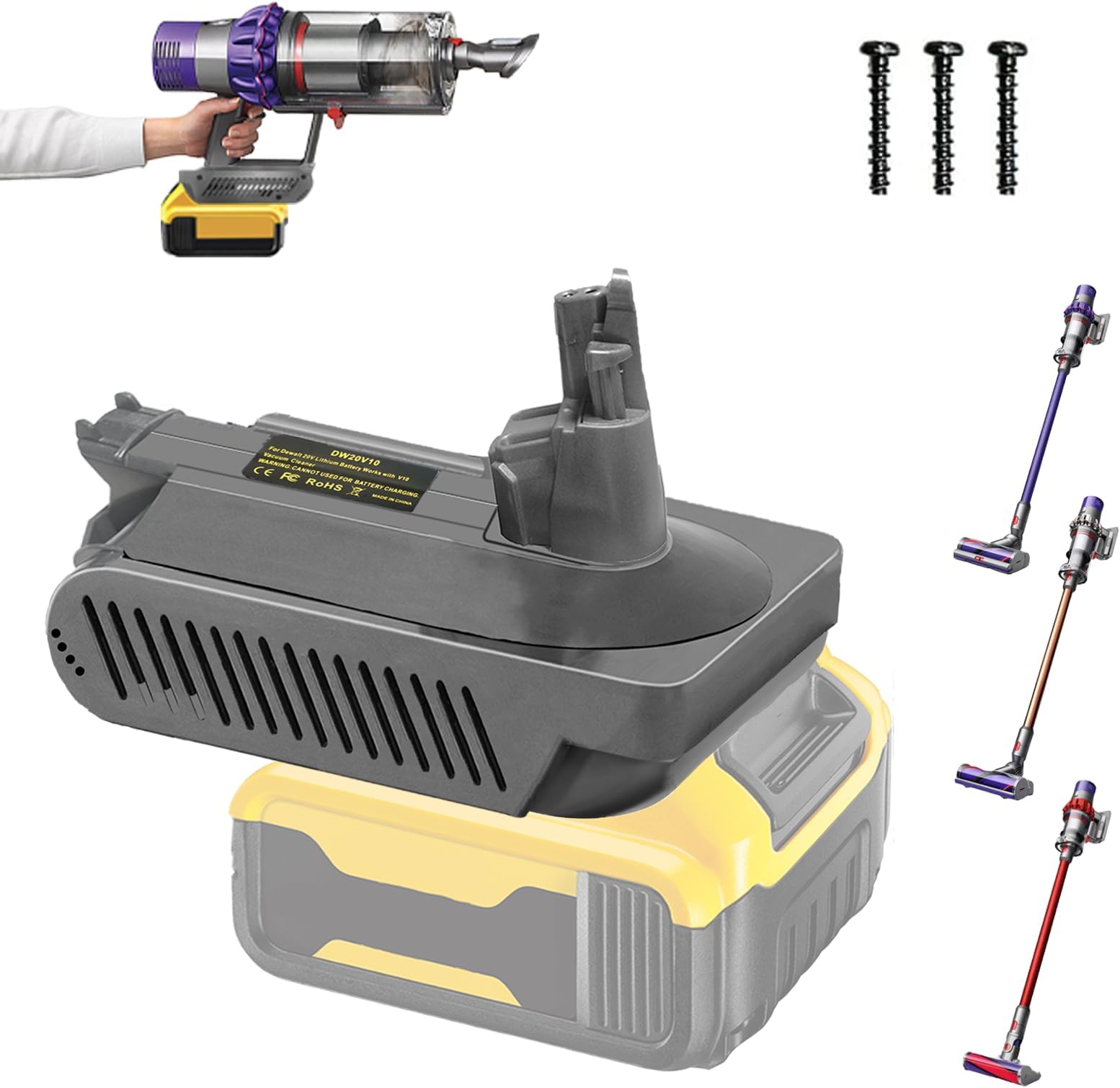 Amazon.com: URUN V10 Vacuum Adapter for Dyson for Dewalt, DW20V10 ...