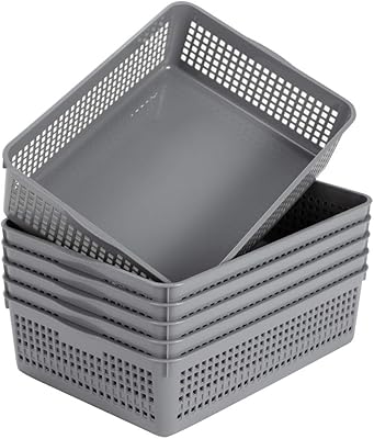 Amazon.com: Fabnati 6-Pack Plastic Storage Baskets Tray, A4 Paper ...
