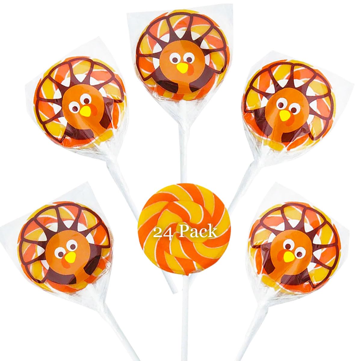 Amazon.com : Turkey Swirl Lollipops - 24 Candy Suckers Individually ...