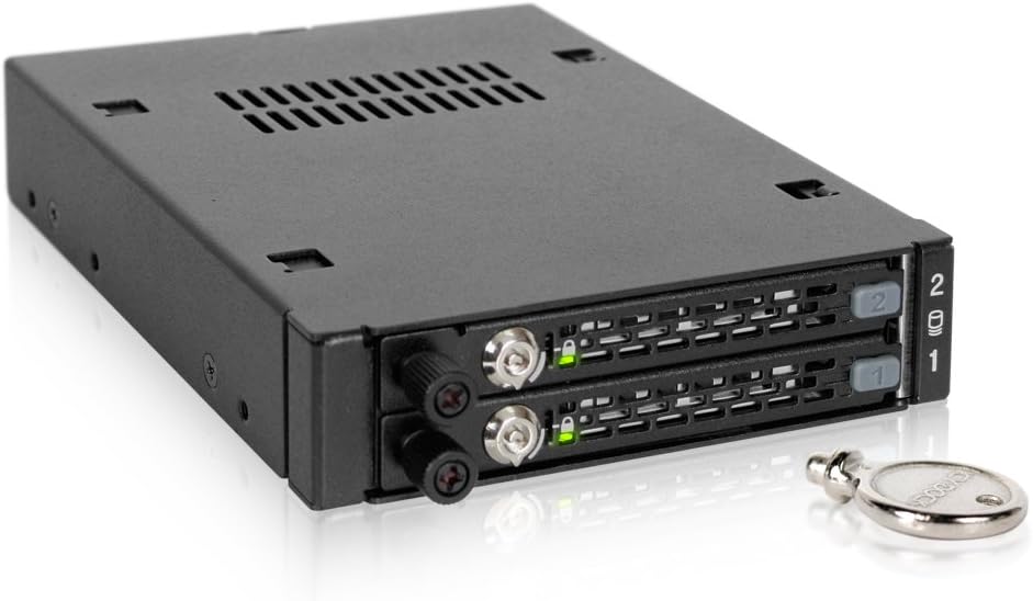 Icy Dock Industrial Full Metal 2 x 2.5-Inch SATA/SAS HDD and SSD Mobile ...