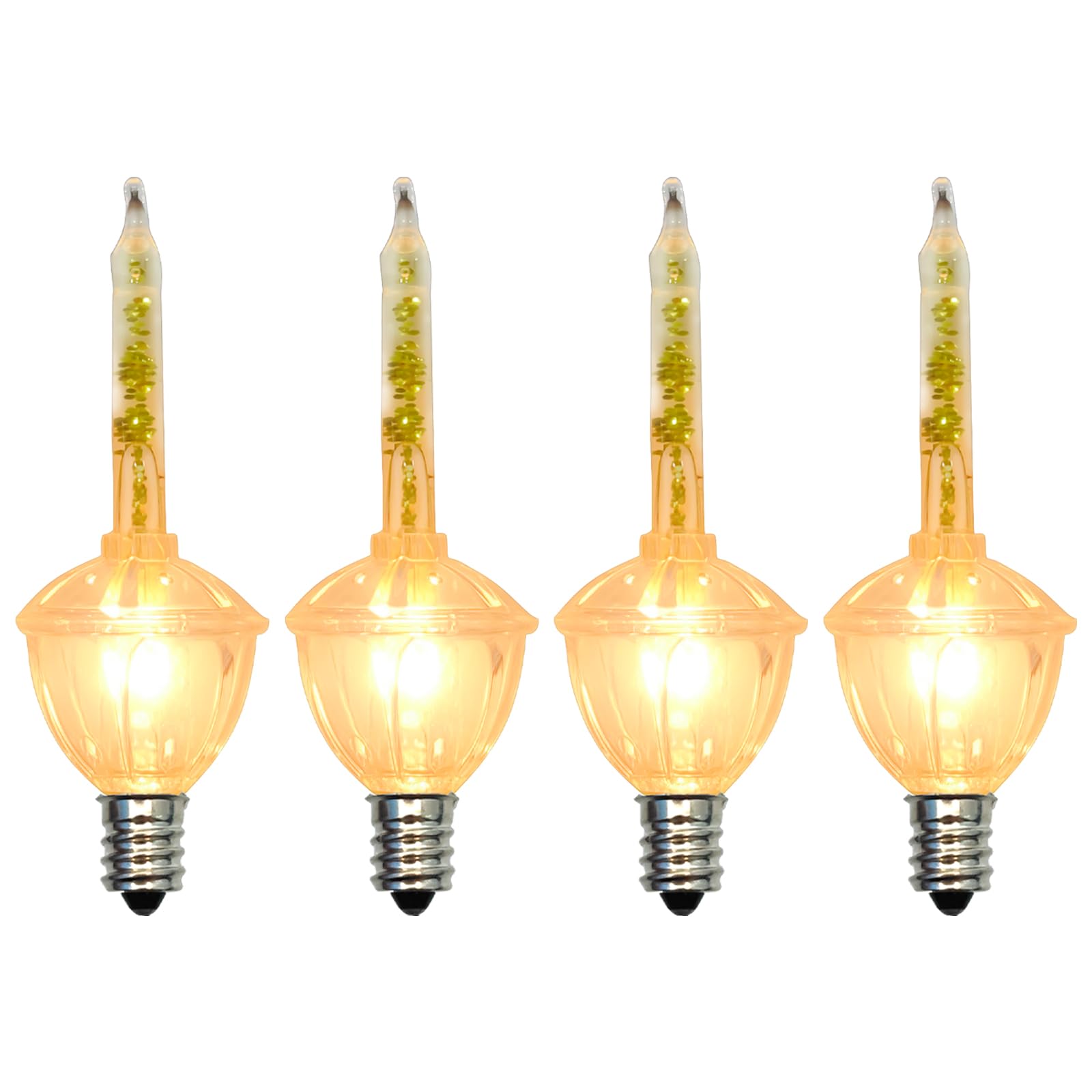 Romasaty Christmas Replacement Bubble Lights, 4 Pack Clear Bulb Gold ...