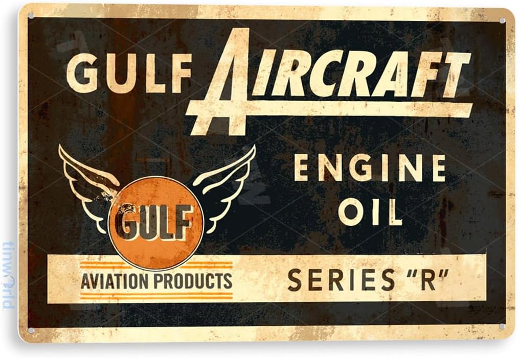 Amazon.com: Tinworld Tin Sign: Gulf Aircraft Oil Sign Hangar FBO ...