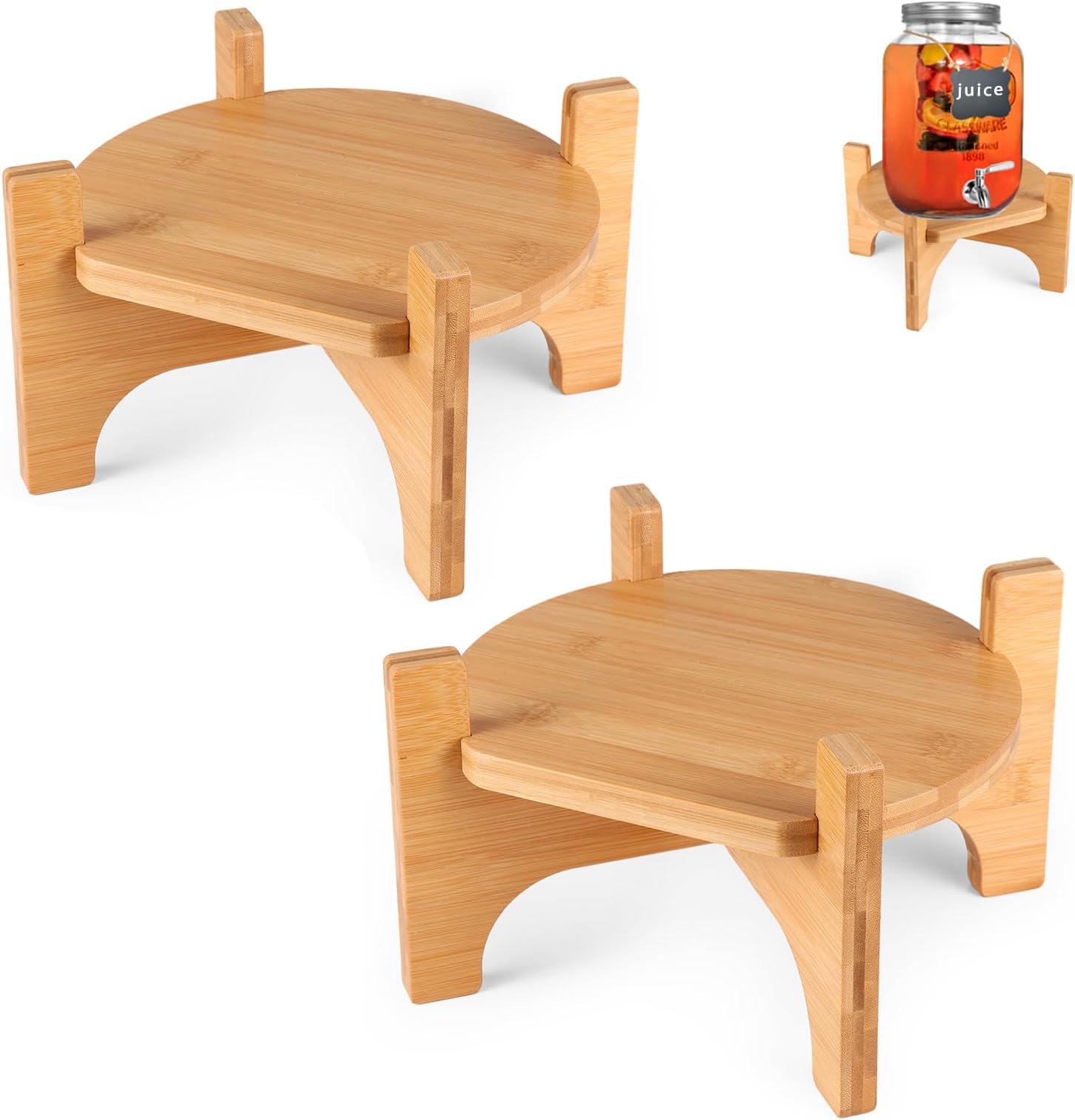 Amazon.com: AERLO Natural Wood Riser Set of Two - Large 10” Round ...