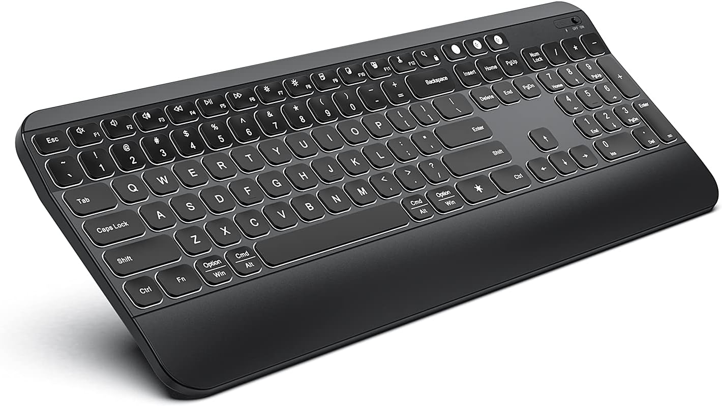 Amazon.com: Nasuque Backlit Bluetooth Keyboard, Multi-Device Rechargeable Keyboard (2.4G+BT1+BT2 ...