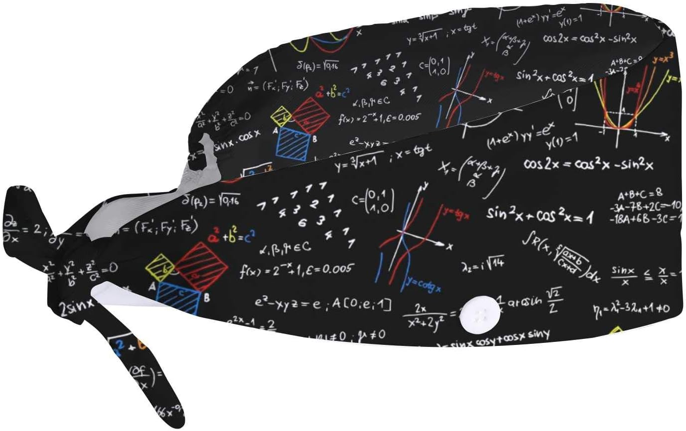 Working Cap with Button and Sweatband, Colored Math Doodle, Adjustable ...