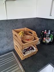 Relaxdays Universal Stapelkiste aus Bambus Holz, offene ...