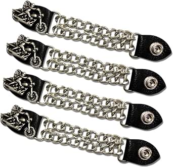 Amazon.com: Angle Biker Snaps 4 Pcs Set Genuine Leather Vest Chain ...