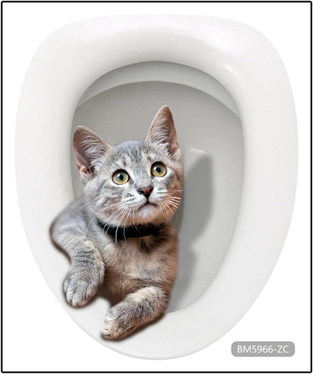 Amazon.com: Butterfly Cat 3D Sticker for Toilet,3D Bathroom Toilet ...