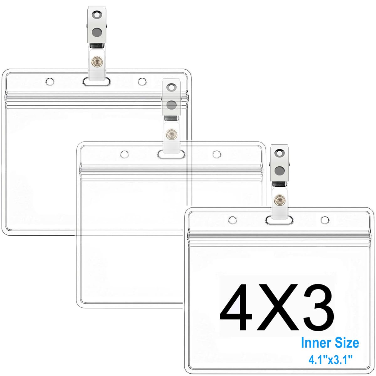 Snapklik.com : 4 X 3 Inches Horizontal Name Tag Holders And Metal Badge ...