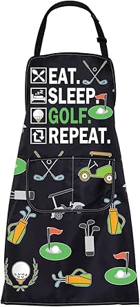 Amazon.com: CMNIM Funny Golf Apron for Women Men with Pocket Eat Sleep ...
