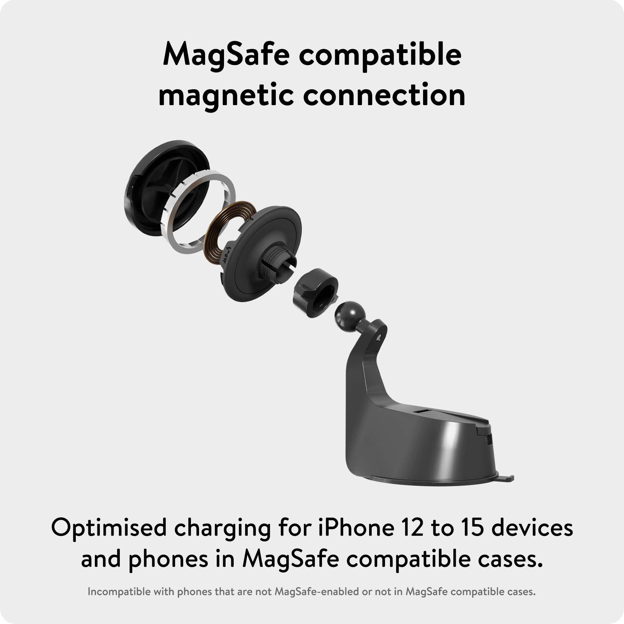 Mous – Wireless Charging Suction Mount Phone Stand – MagSafe Compatible ...