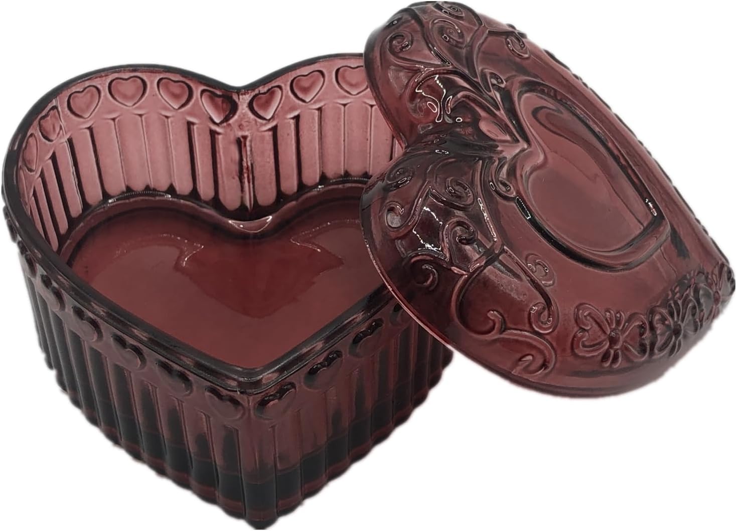Amazon.com: Li'Shay Glass Heart Shaped Trinket Jewelry Box with ...