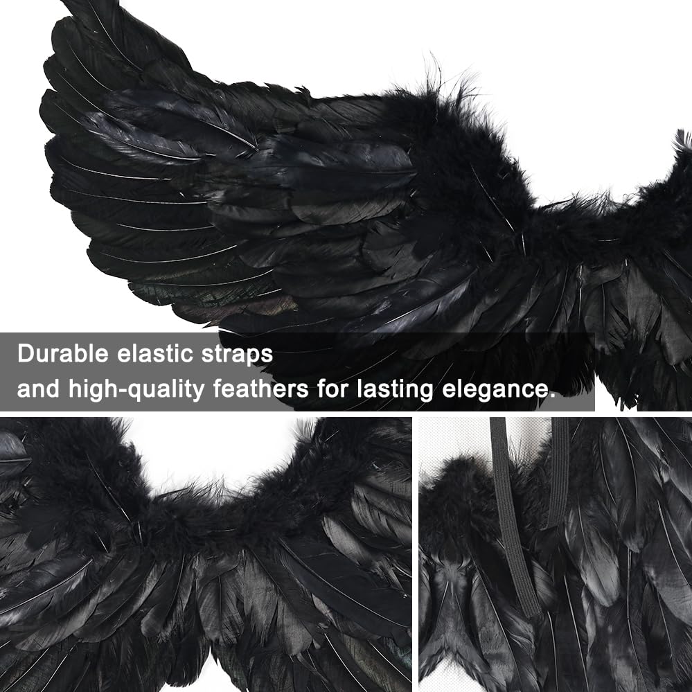 Snapklik.com : Black Angel Wings And Halo For Adult Kids - Dark Devil ...