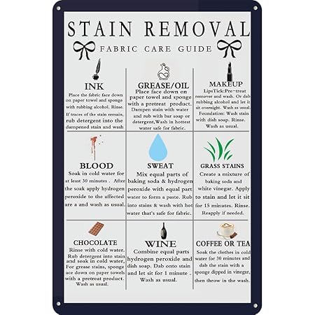 Amazon.com: Stain Removal Guide Metal Sign for Home Decorating Laundry ...