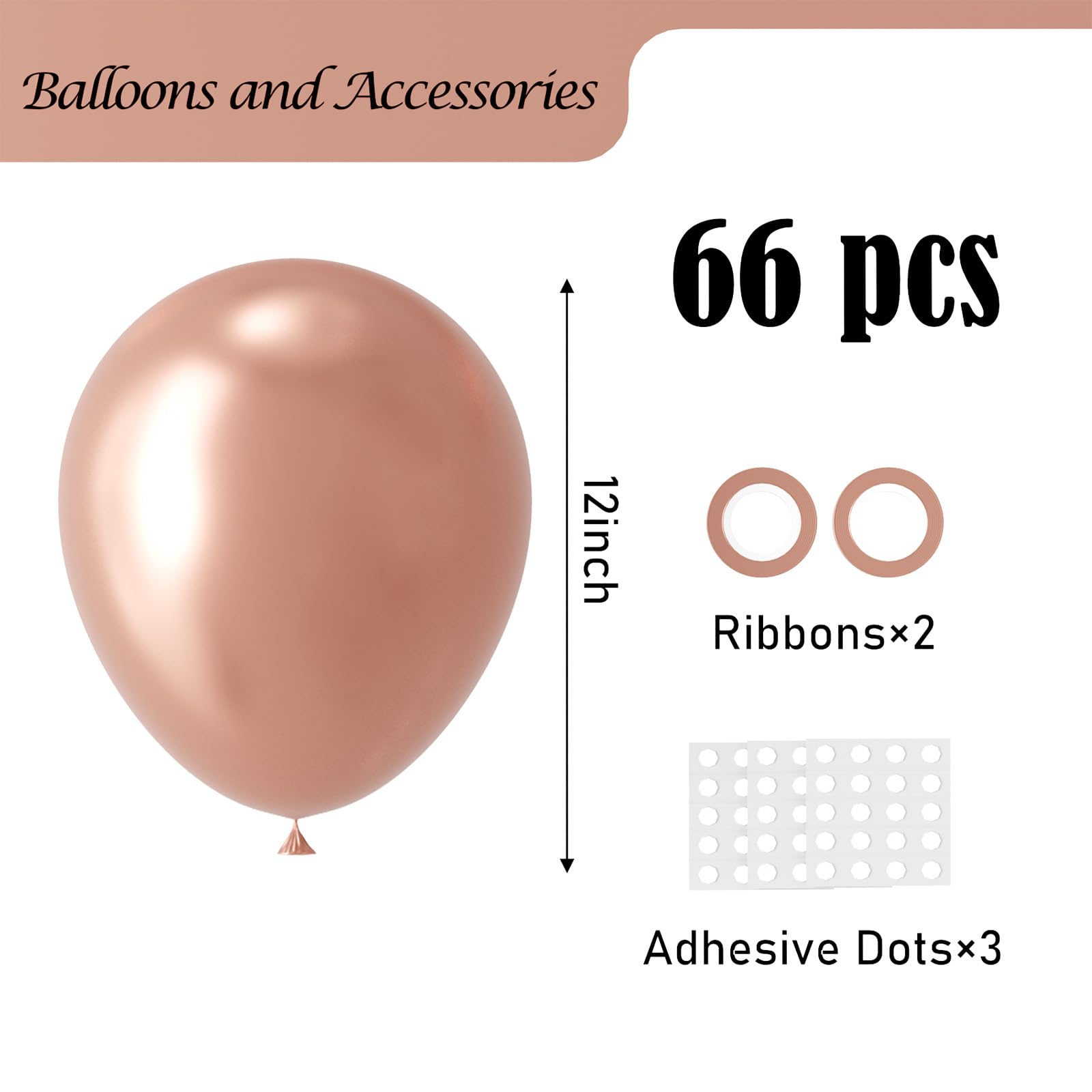Snapklik.com : Metallic Rose Gold Balloons, 66pack 12inch Chrome Rose ...
