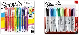Amazon.com : SHARPIE Chisel Tip Highlighters 10 Count and Permanent ...