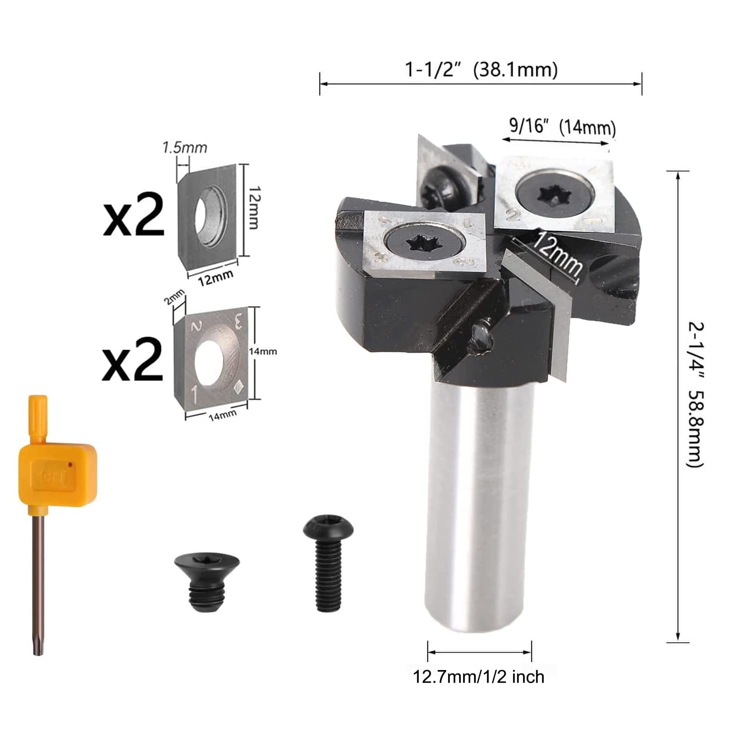Sinoprotools Broca de enrutador de superficie de Spoilboard 12 Shank, 1 ...