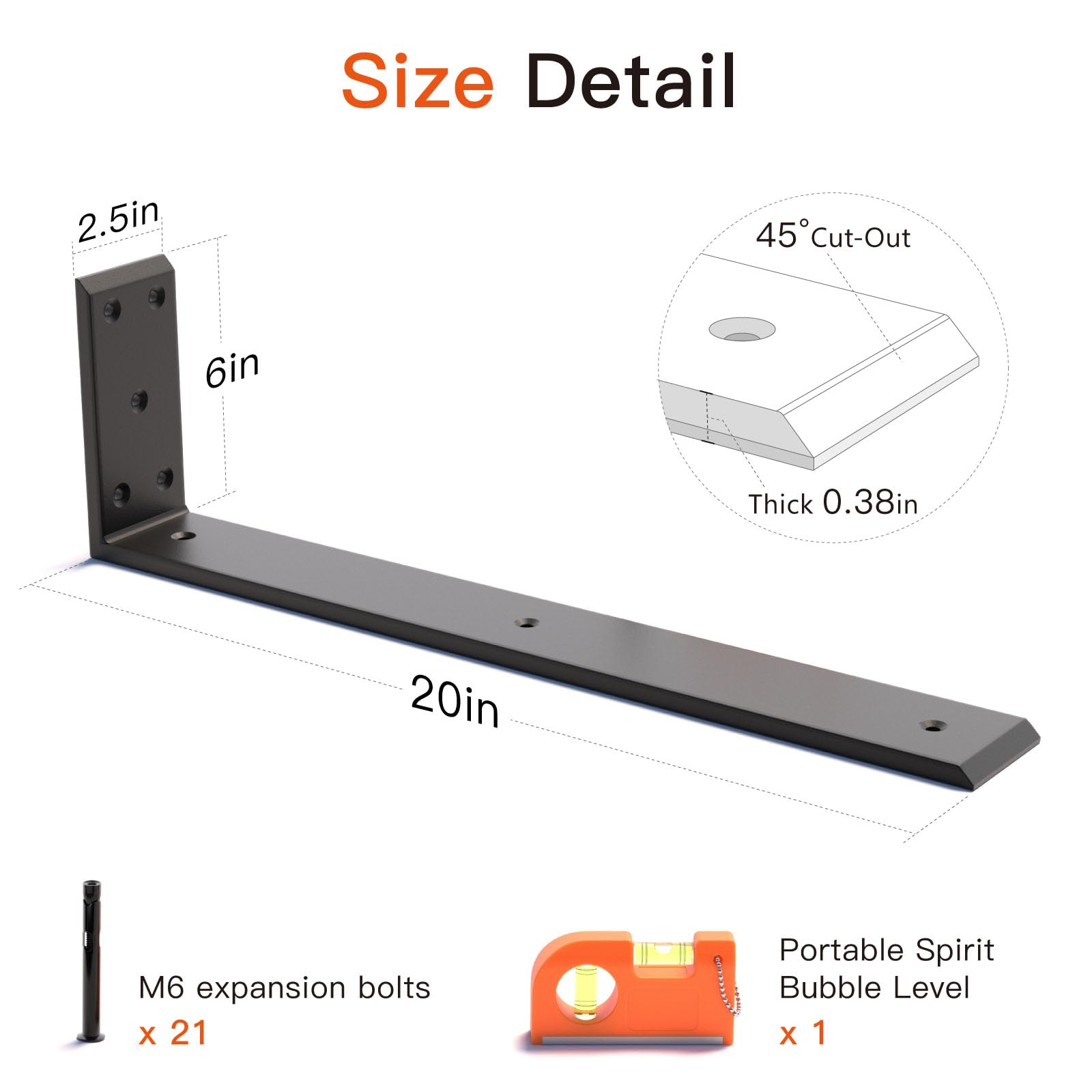 Snapklik.com : 20" Countertop Support Brackets 4 Pack, 3/8" Thick Heavy ...