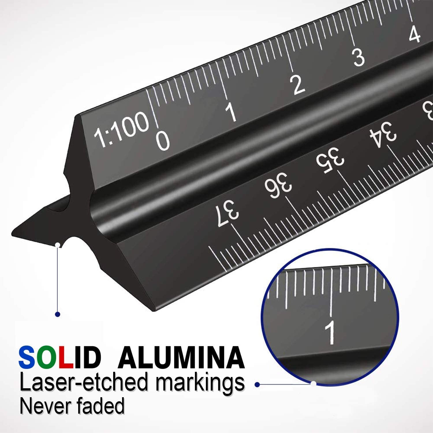 Scale Ruler Architect, 30cm Triangular Scale Rulers Metal Metric Ruler ...