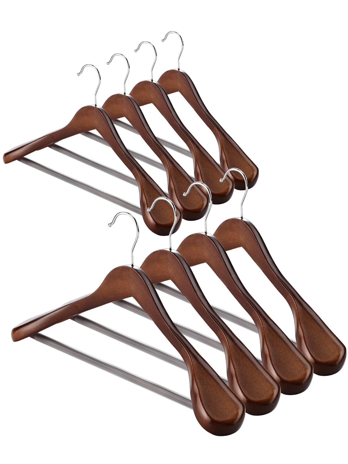 Amazon.com: AMKUFO Wide Shoulder Wooden Hangers 8 Pack Coat Hangers ...