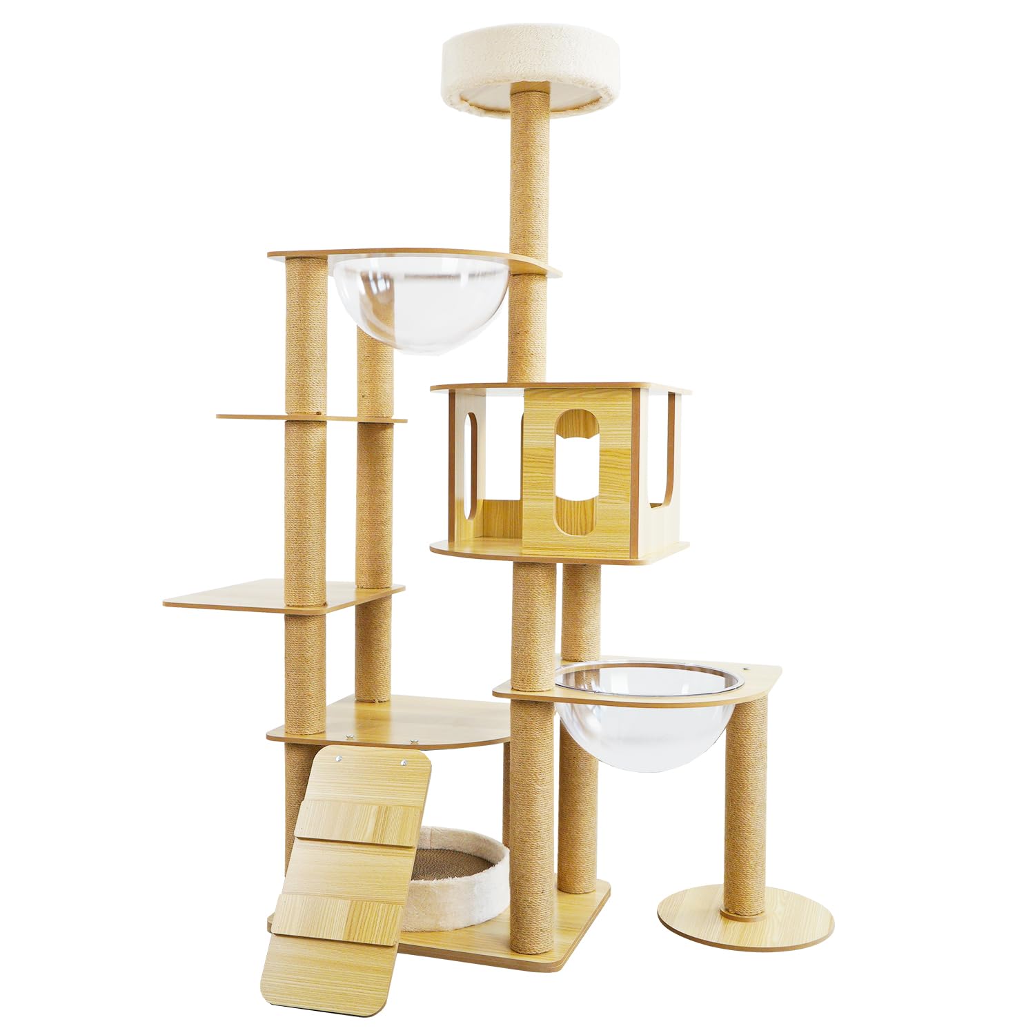 Sthdofrpaits Modern Wooden Cat Tree Tower for Indoor Cats 57in, Multi ...