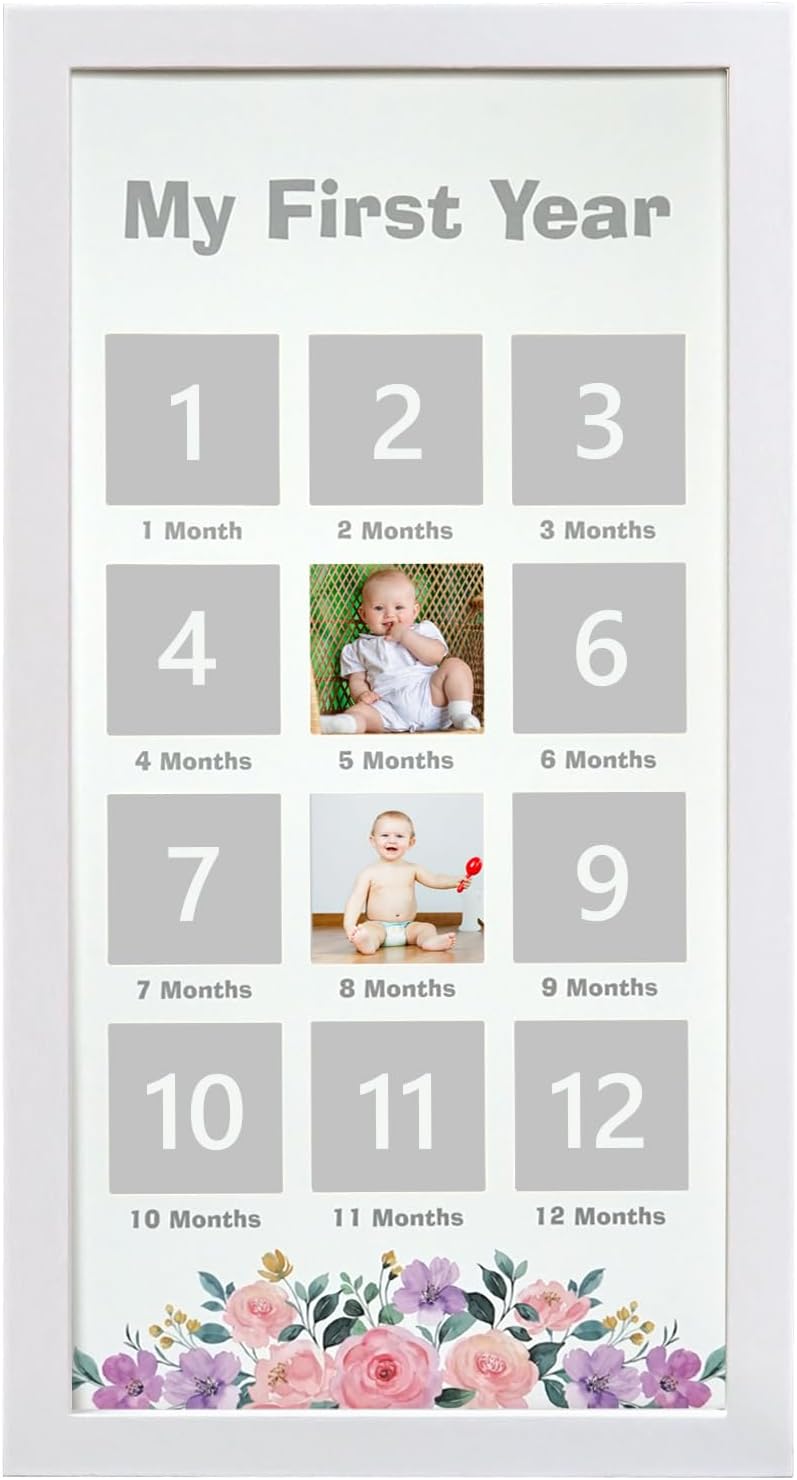 Amazon.com: HAMUIERS My First Year Photo Frame, Baby Keepsake Picture ...