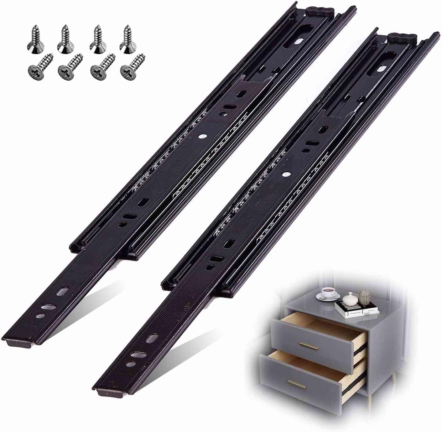 Metal Drawer Slides 16 Inch 3 Fold Full Extension and Ball Bearing ...