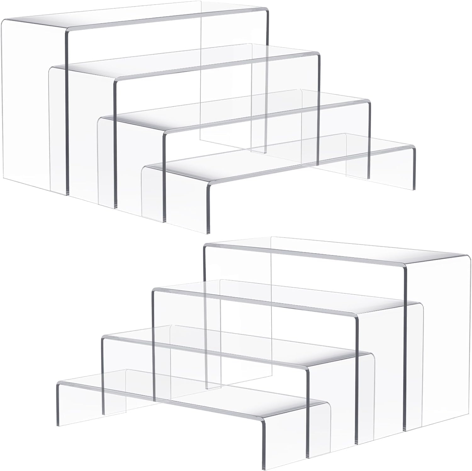 2 Sets Clear Acrylic Display Risers, Jewelry Display Riser Shelf ...