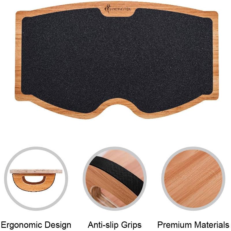 StrongTek Under Desk Foot Rest Rocker, Stool | Natural Wood, Non-Slip ...