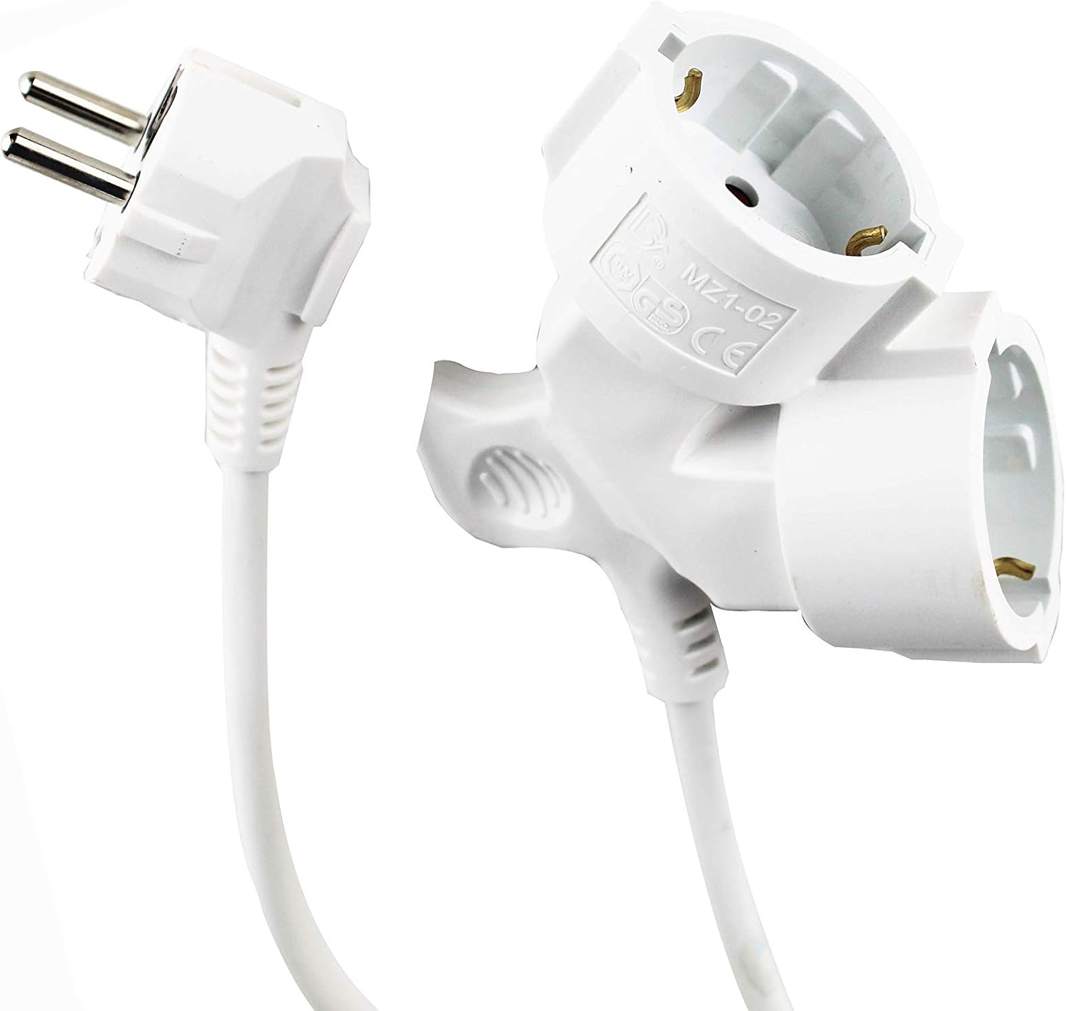 extraela Cable alargador con 2 Tomas schuko Color Blanco,prolongador de ...