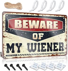Amazon.com: Go Away Sign for Door Beware of My Wiener Metal Sign ...