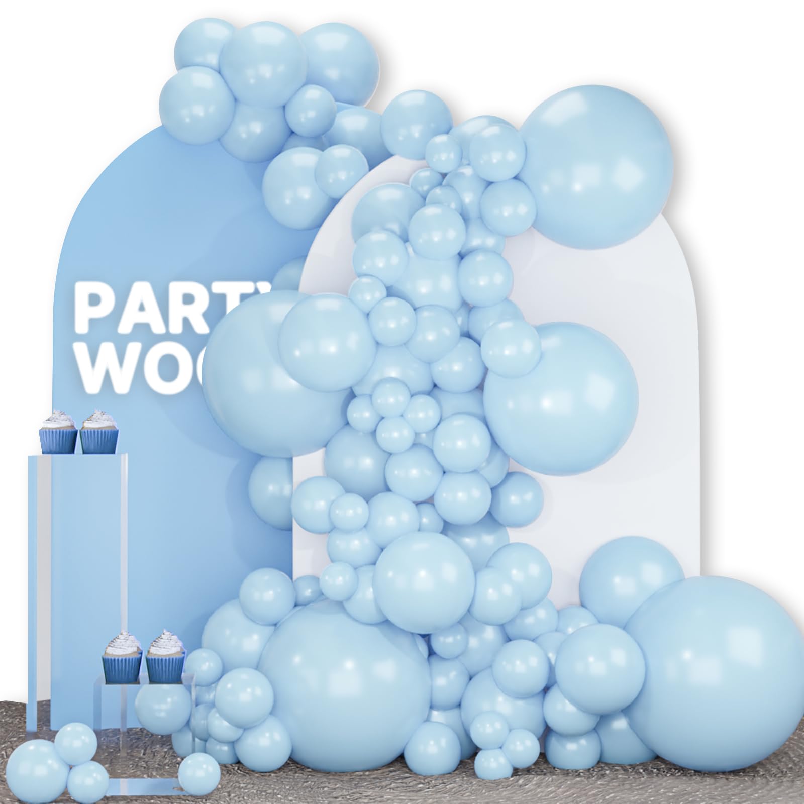 Amazon.com: PartyWoo Baby Blue Balloons 142 pcs Blue Balloons Light ...